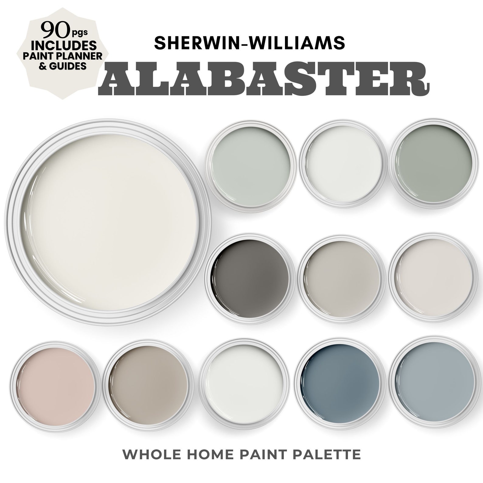 Sherwin Williams Alabaster Paint Color Palette. Coordinating Colors for ...
