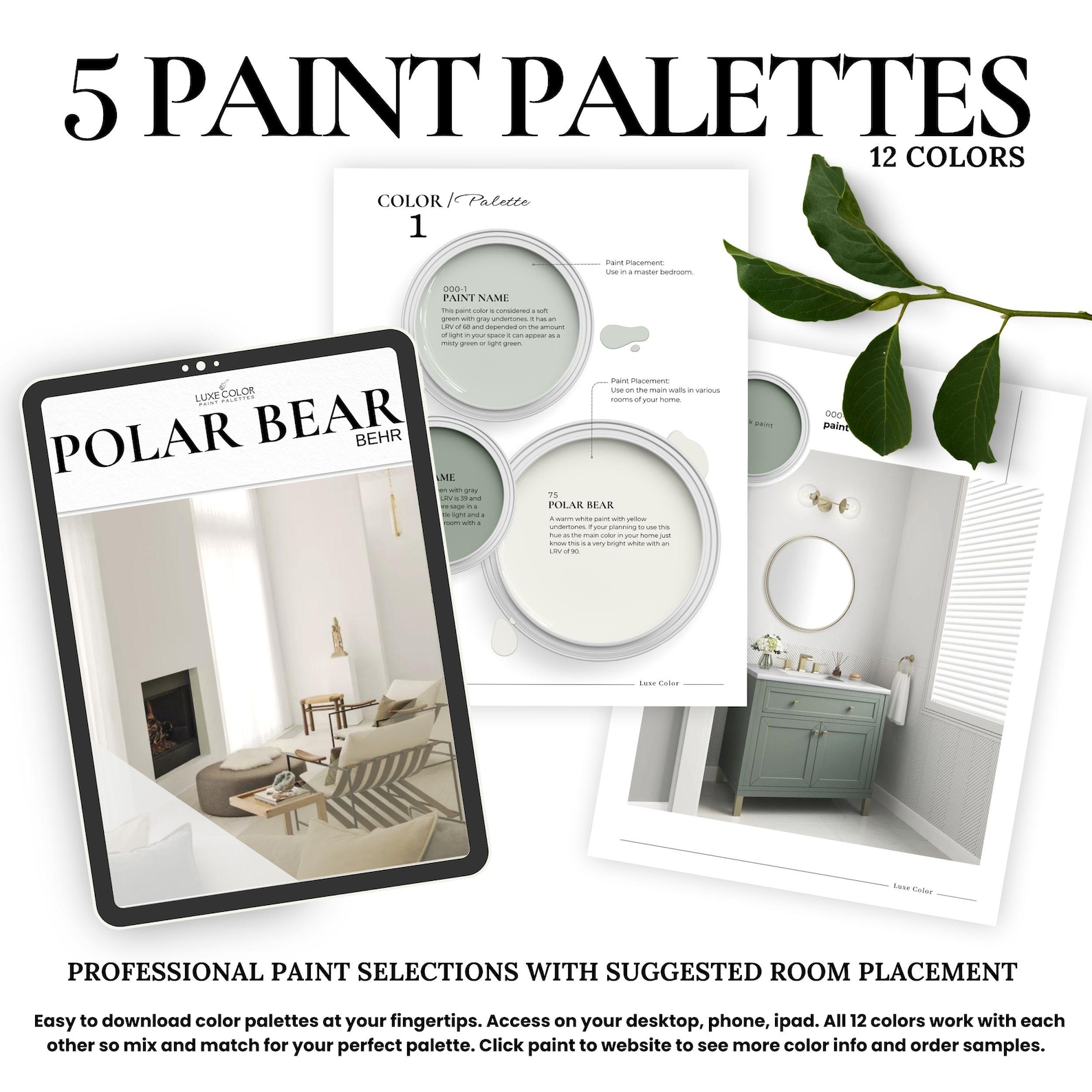 Behr Polar Bear Color Palette With Paint Combinations | Interior Paint ...
