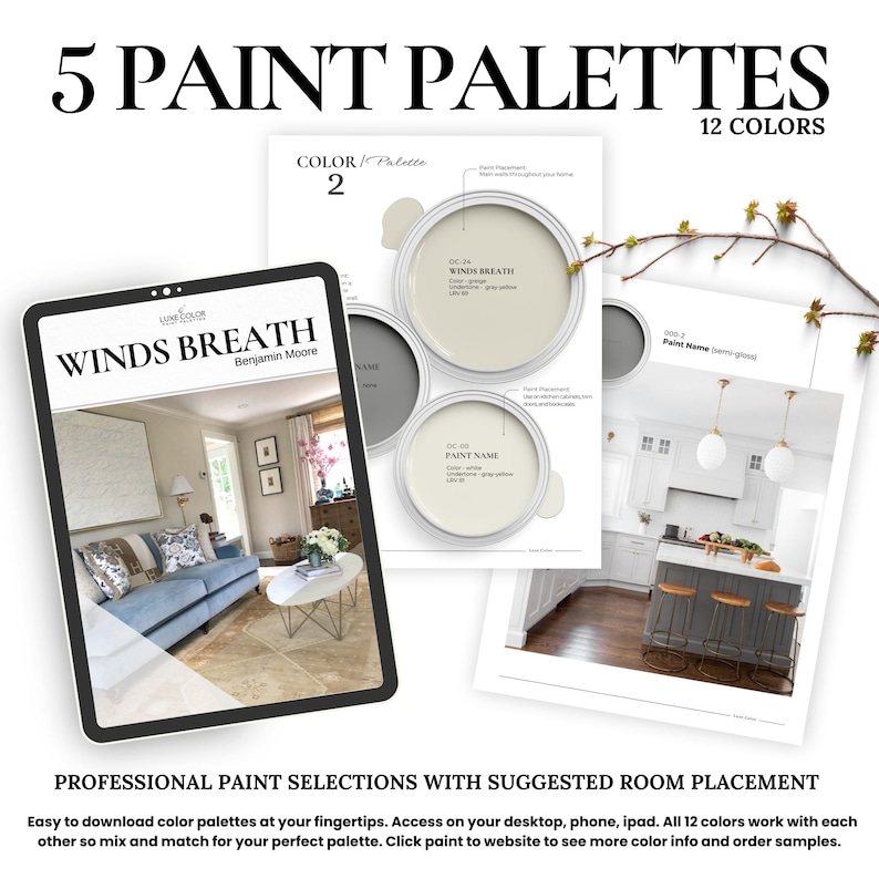 Benjamin Moore Wind's Breath Color Palette , Coordinated Home Paint ...