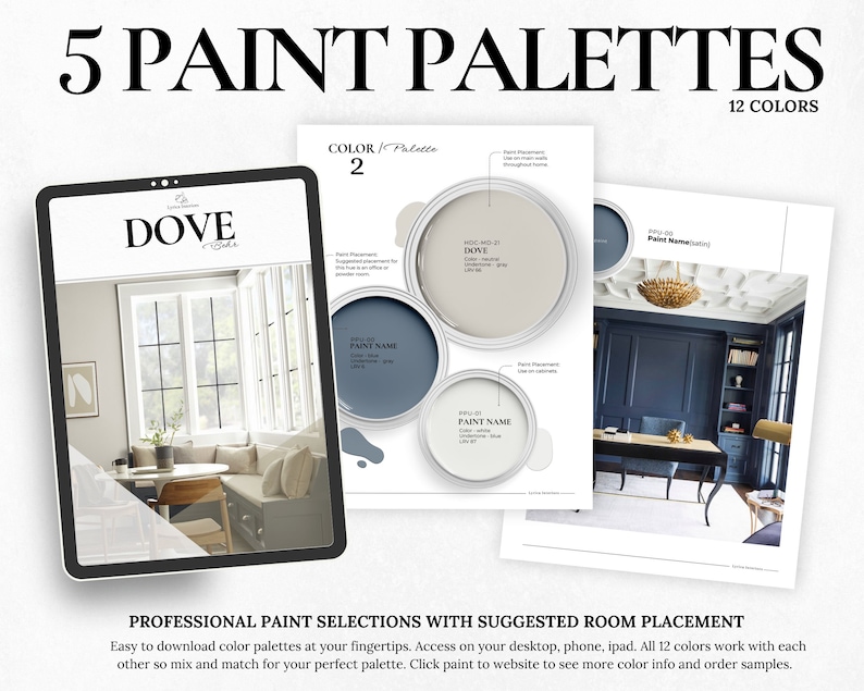 Behr Dove Color Palette Paint Color Scheme for Whole House. Includes ...