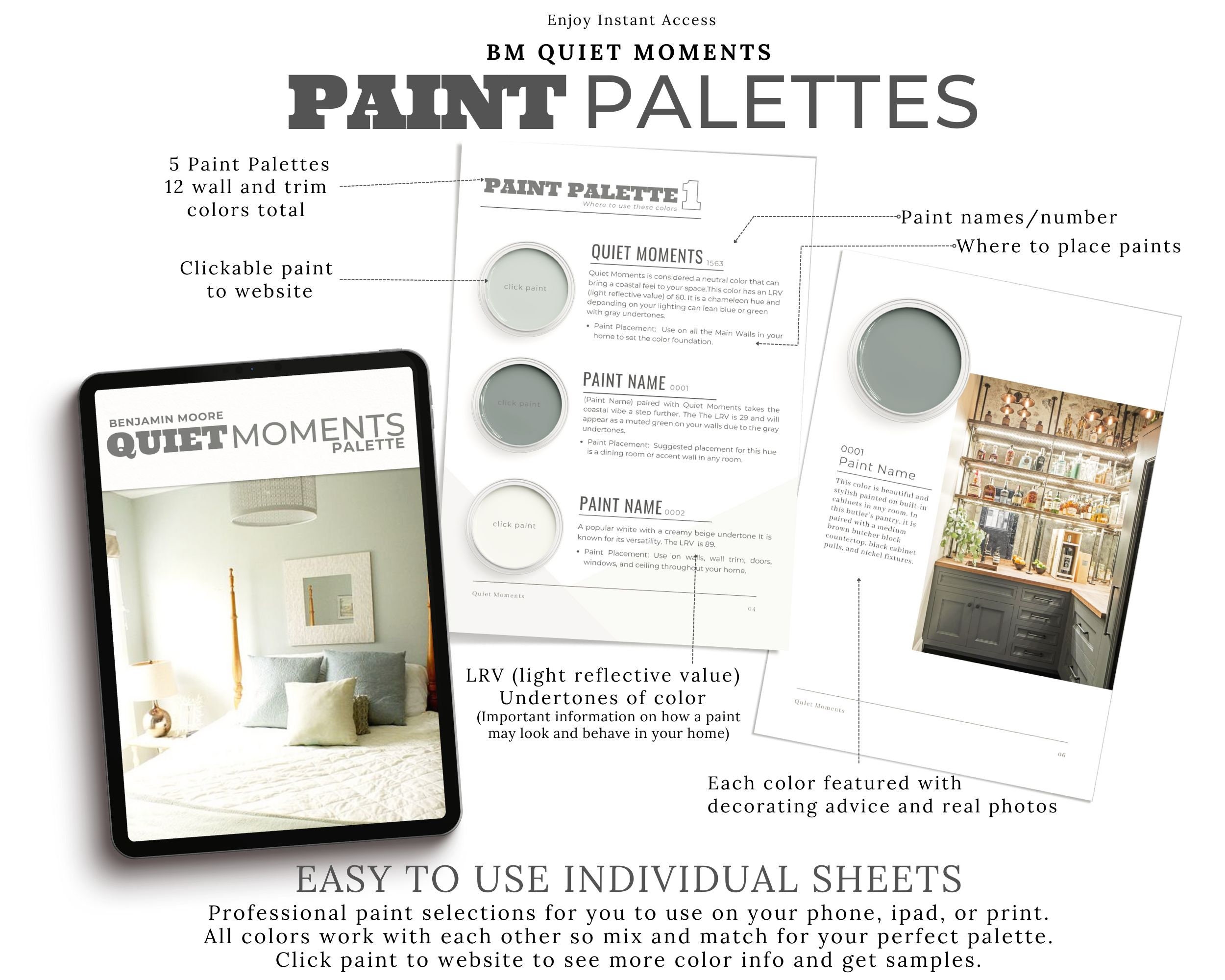 Benjamin Moore Quiet Moments Color Palette. Coordinating Paints for ...