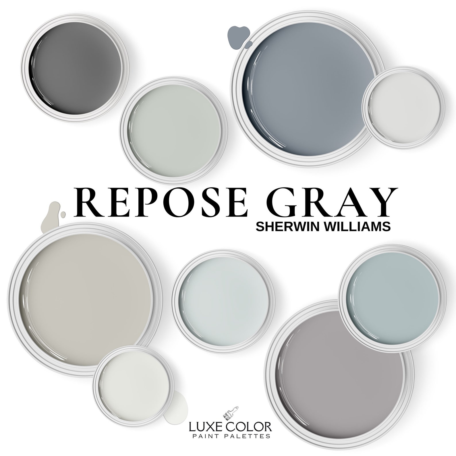 Sherwin Williams Repose Gray Color Palette ~ Coordinating Colors for ...