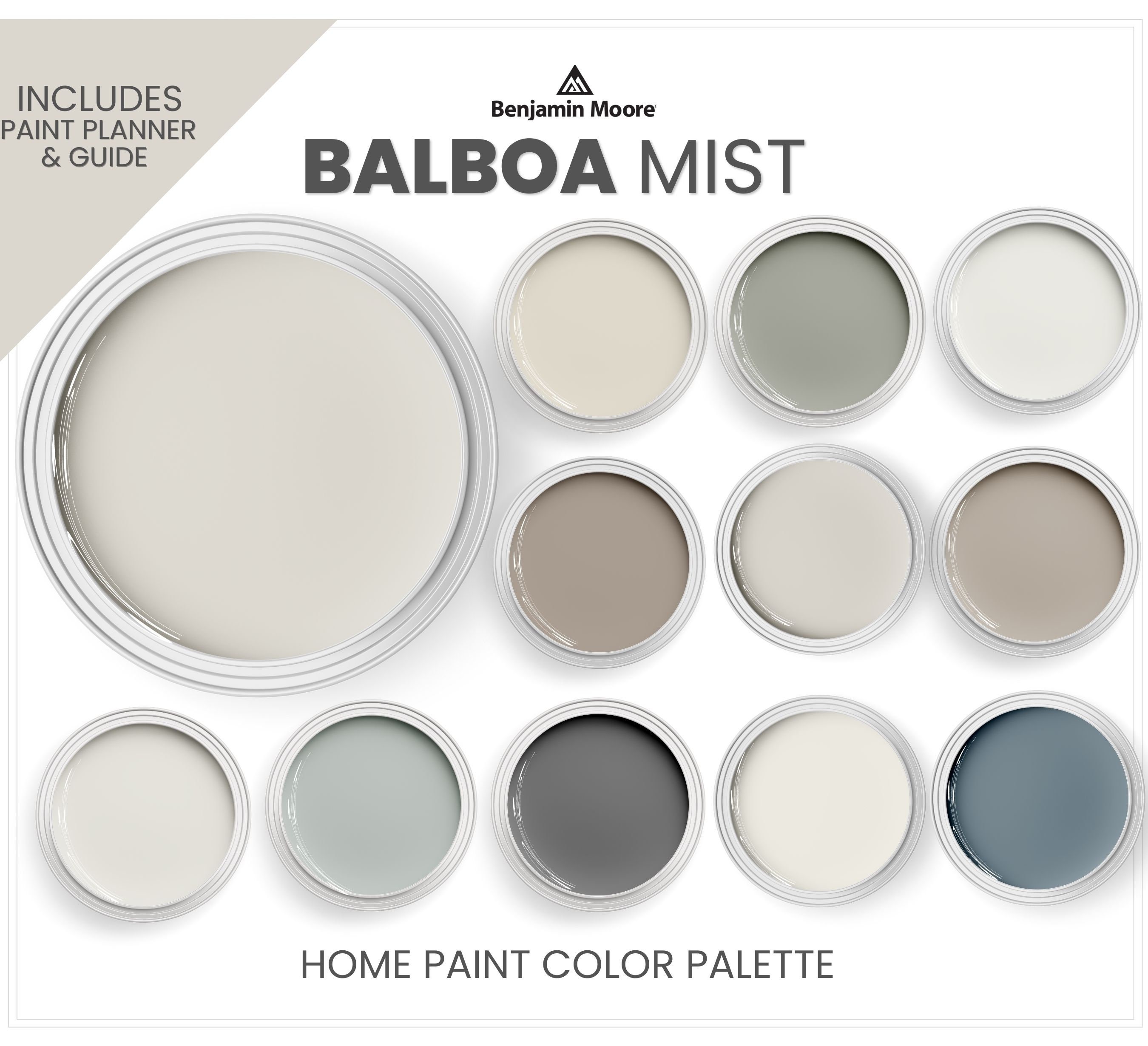 Benjamin Moore Balboa Mist Color Combinations With BM - Etsy