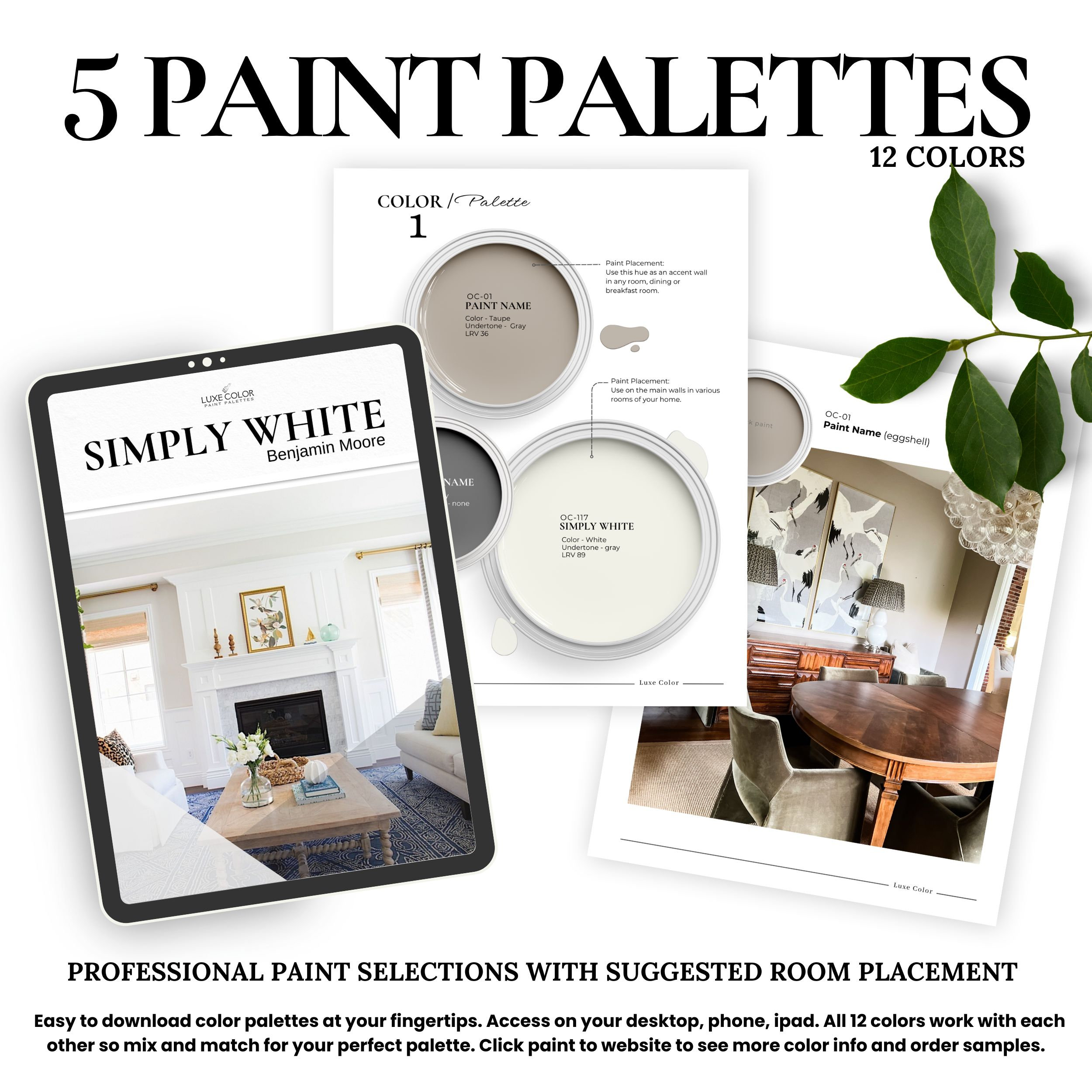 Simply White Benjamin Moore Color Palette ~ Coordinating Colors for a ...