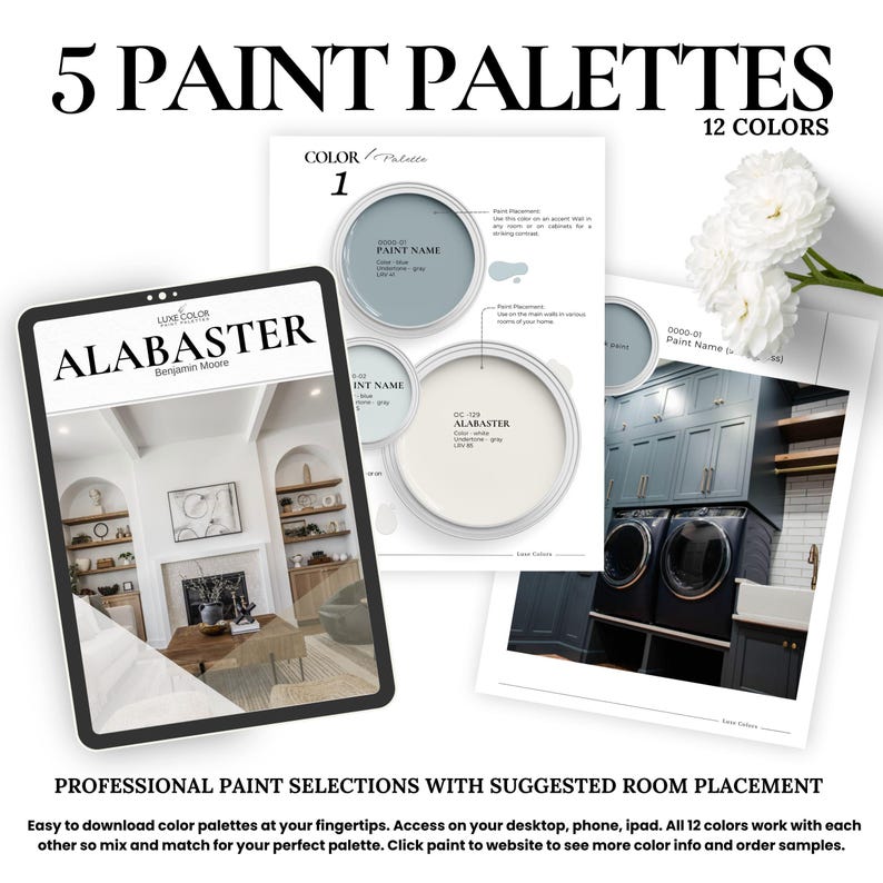 Alabaster Paint Benjamin Moore Color Palette for a Living Room, Bedroom ...