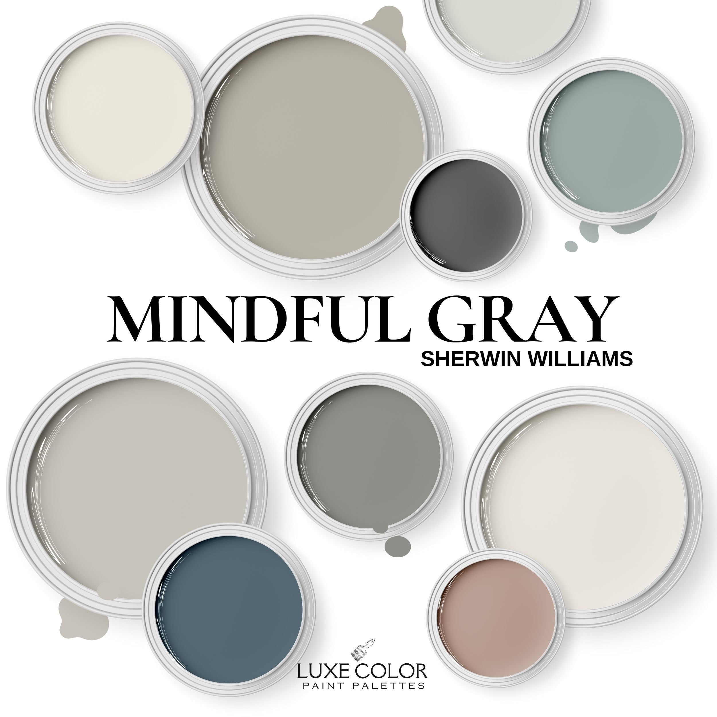 Sherwin Williams Mindful Gray and Coordinating Colors Paint Palette for Living Room Bedroom Whole House and Exterior. Etsy