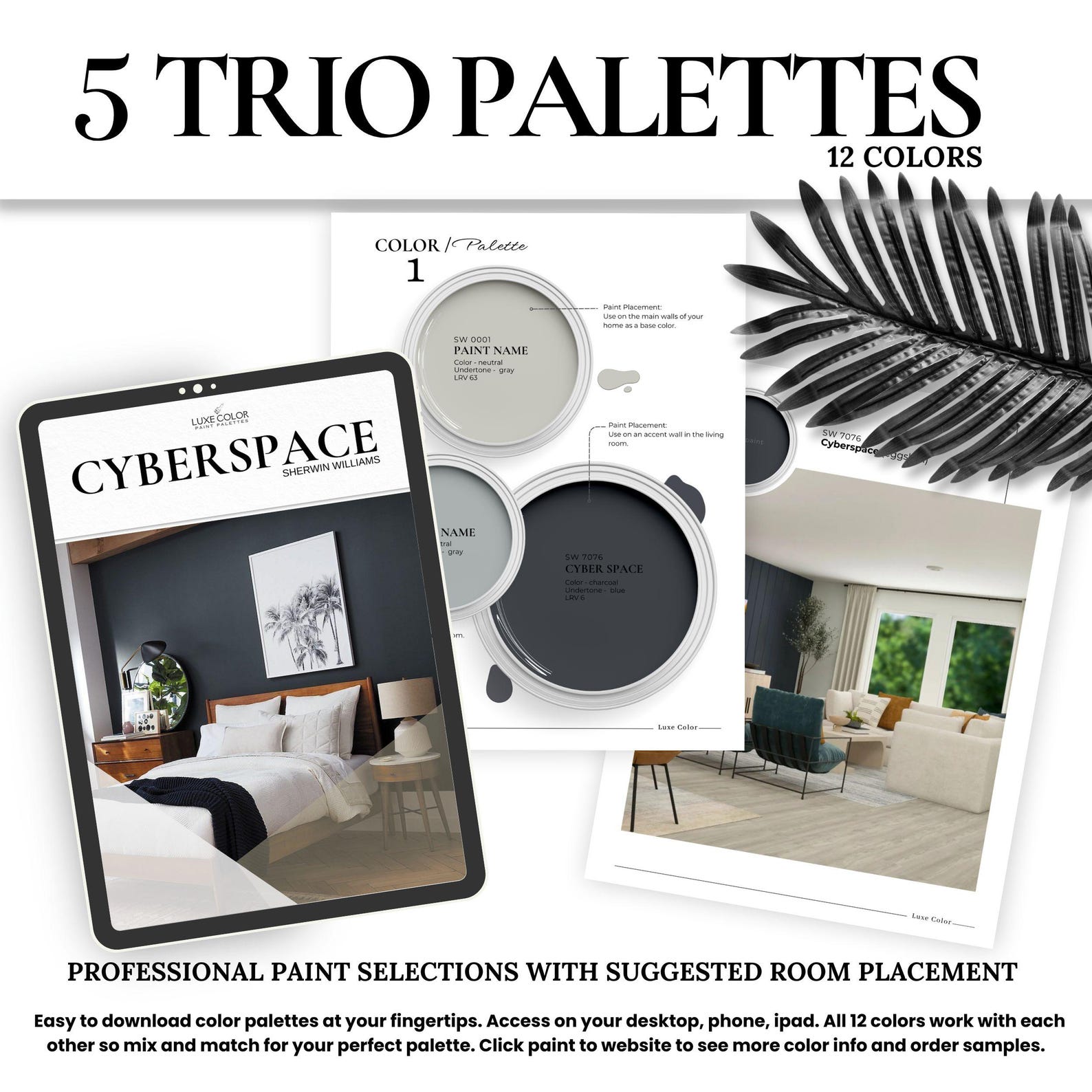 Sherwin Williams Cyberspace Paint Palette Guide | Dark Blue Gray Paint ...