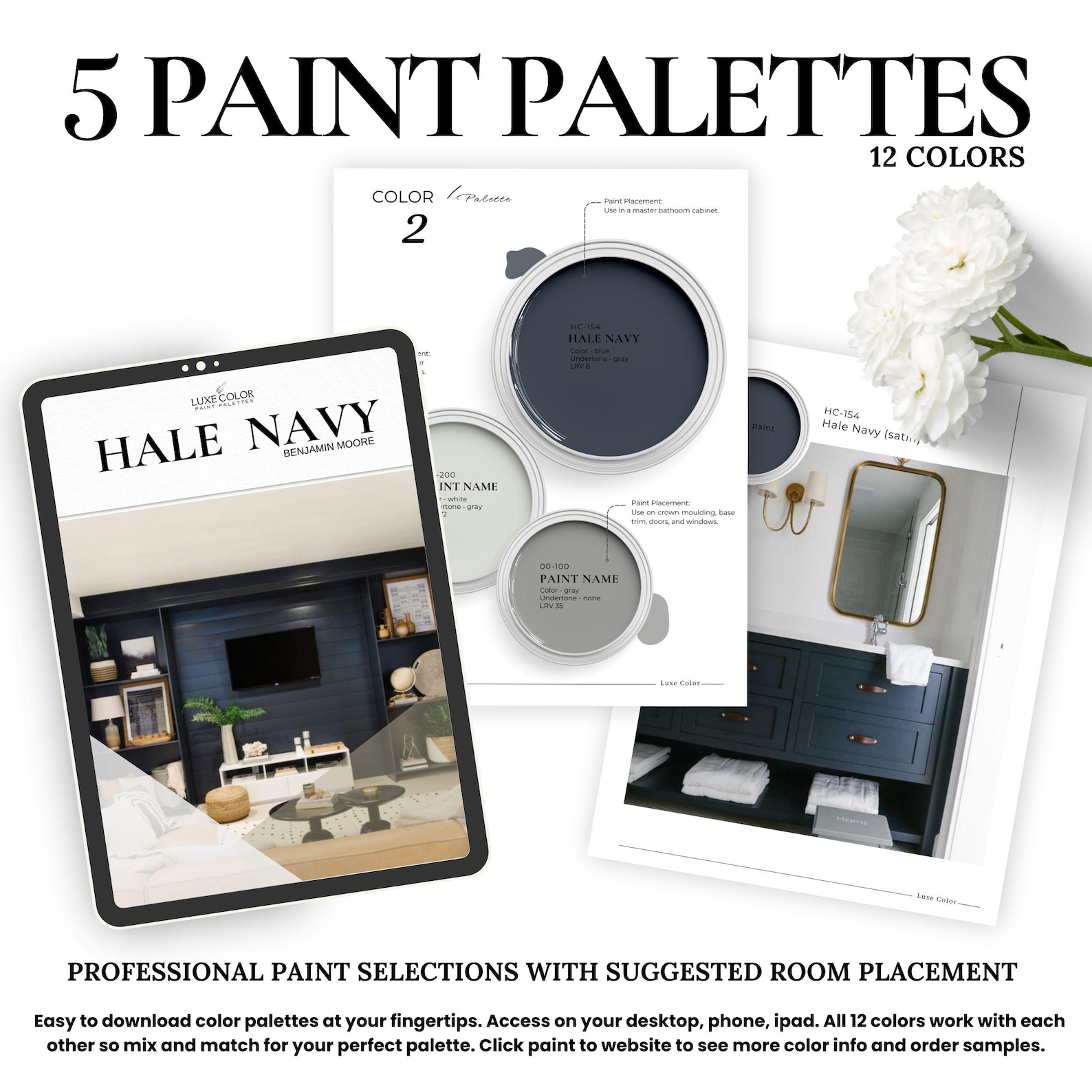 Benjamin Moore Hale Navy Color Palette, Coordinating Colors for Living ...