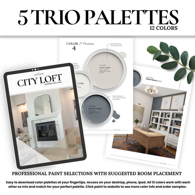 Sherwin Williams City Loft: Whole House Color Palette (digital Download ...