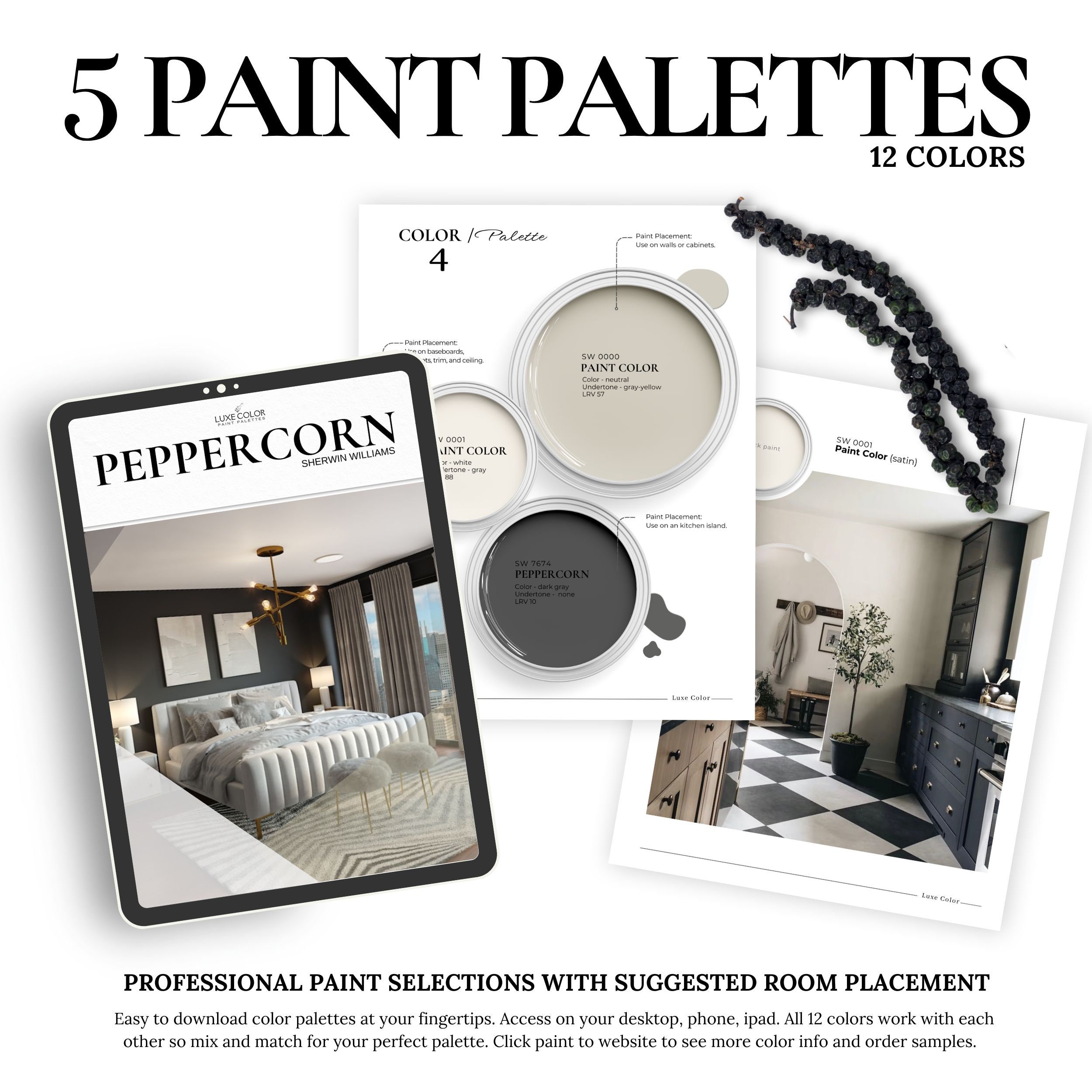 Sherwin Williams Peppercorn and Coordinating Colors ~ Color Palette for ...