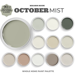 Benjamin Moore October Mist Color Palette for Walls, Cabinets, Bedroom ...