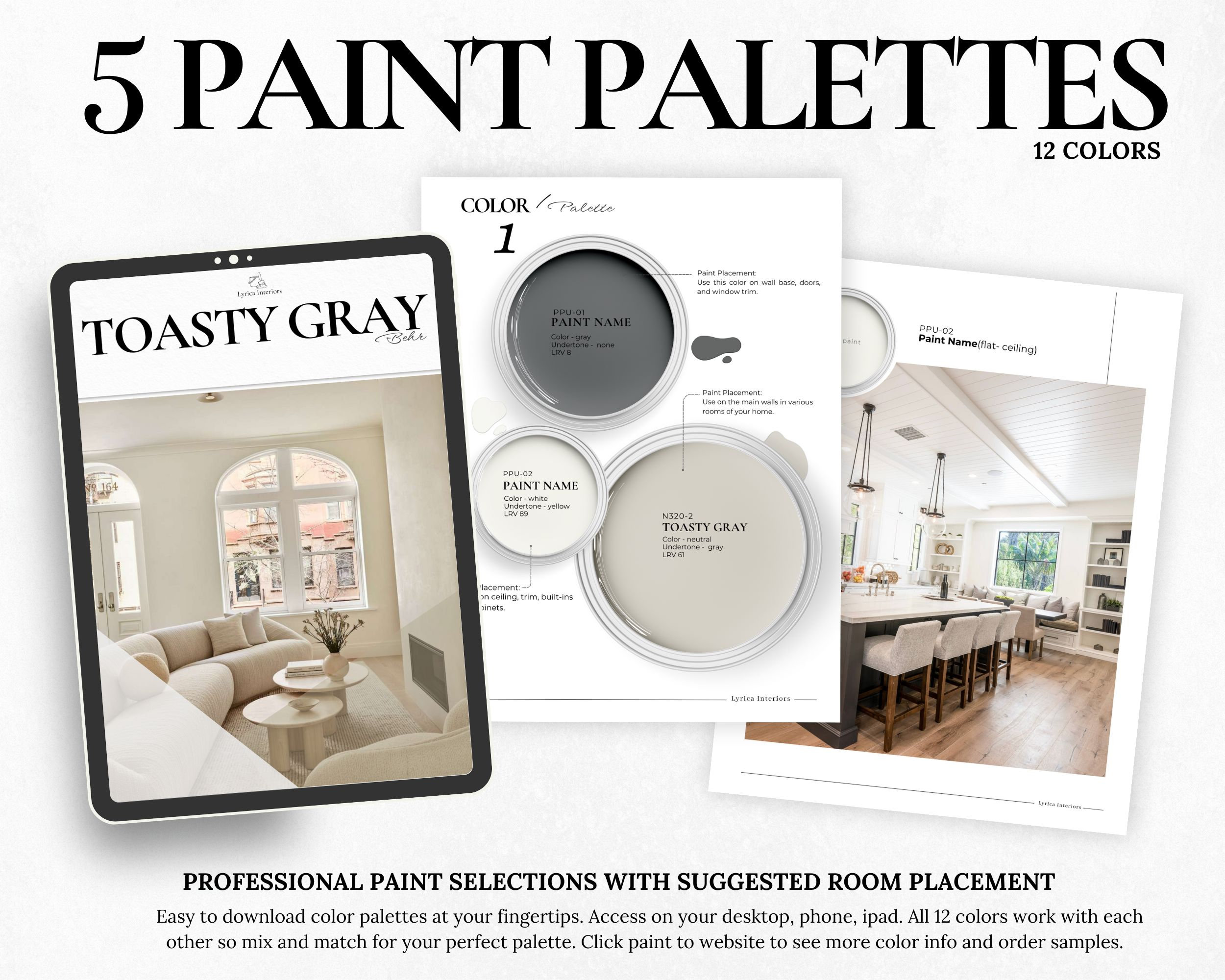 Behr Toasty Gray Color Palette | Neutral Warm Gray Paint Combinations ...