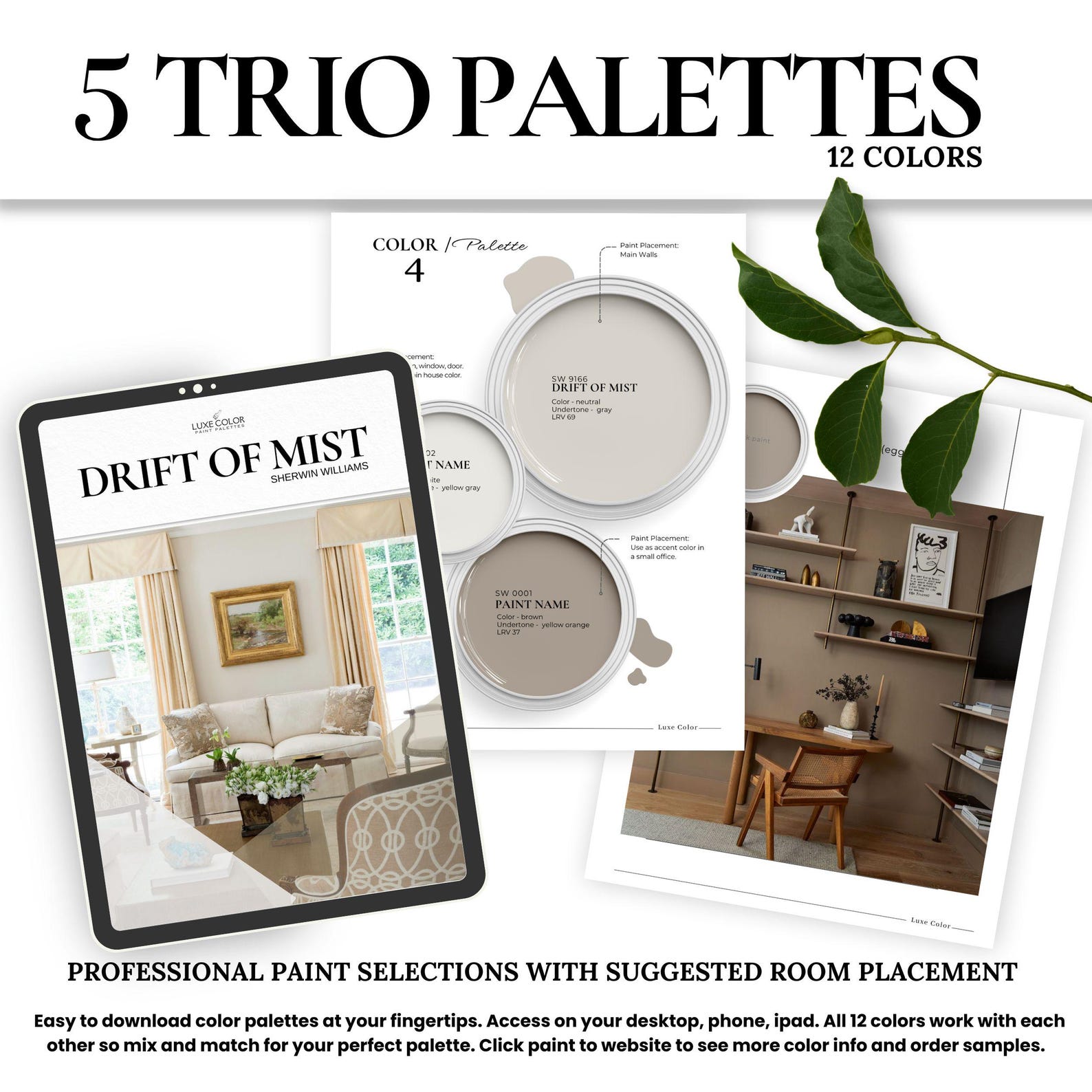 Sherwin Williams Drift of Mist and Coordinating Colors. Paint Palette ...