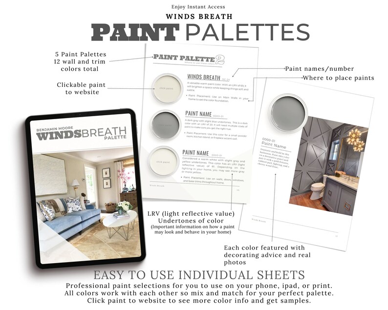 Benjamin Moore Wind's Breath Color Palette , Paint Colors for Living ...