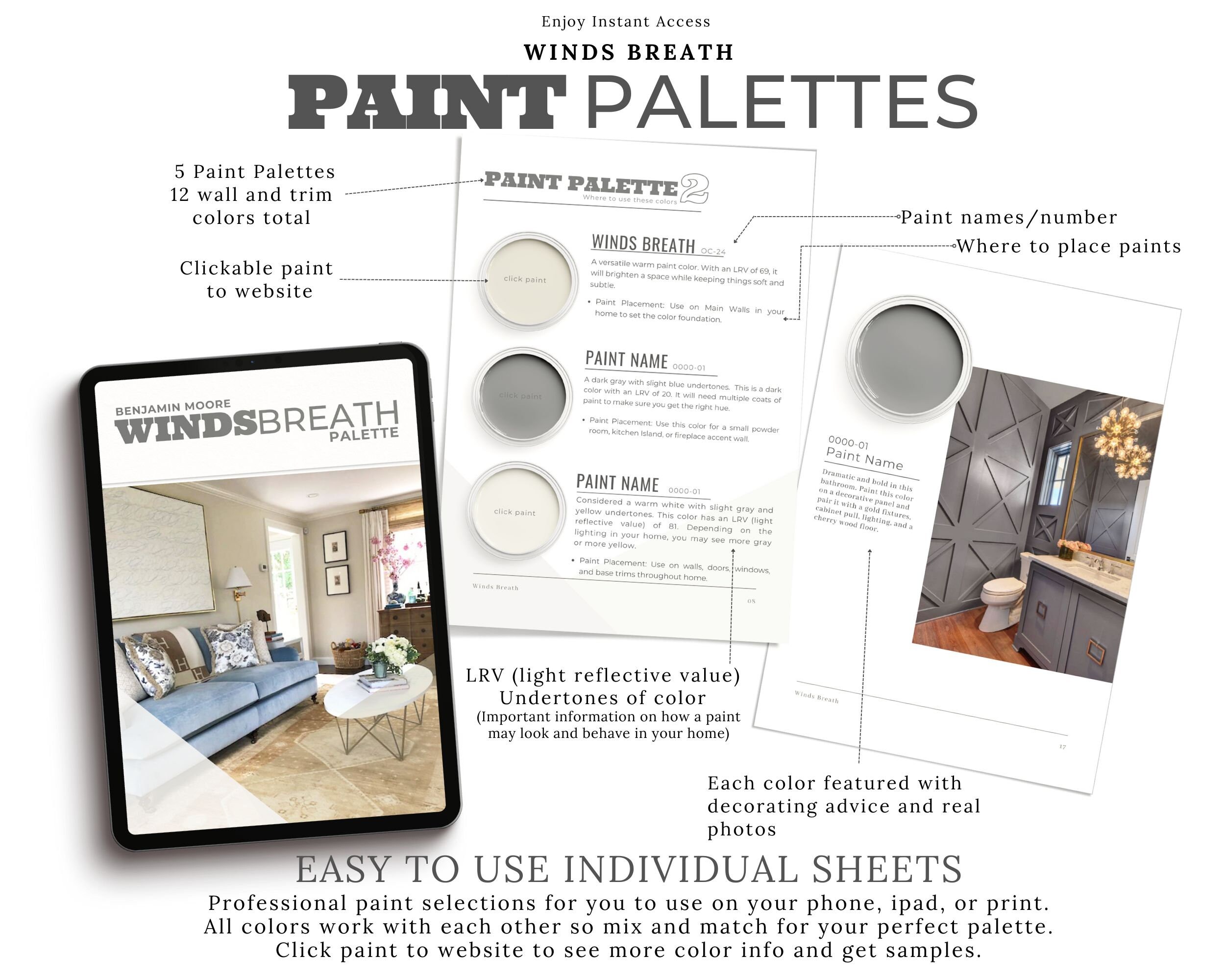 Benjamin Moore Wind's Breath Color Palette , Paint Colors for Living ...