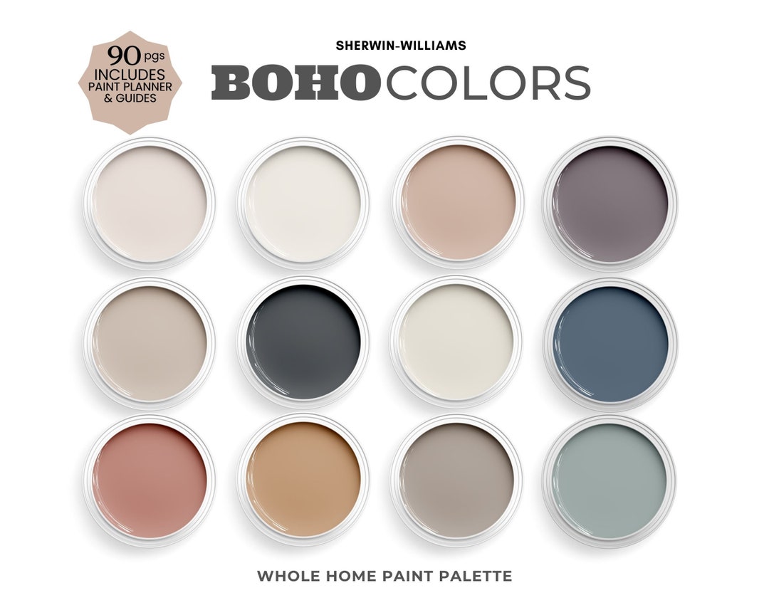 Boho Paint Colors Palette From Sherwin Williams Features Boho Wall ...