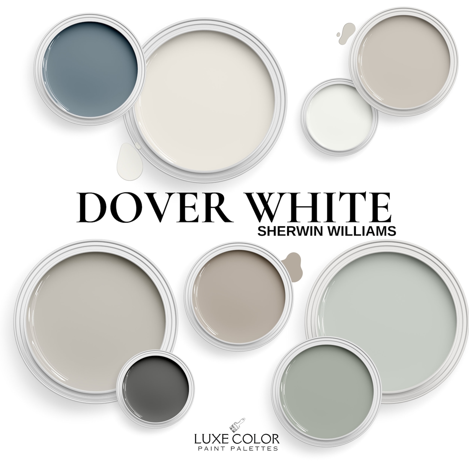 Sherwin Williams Dover White Color Palette | Elegant Soft White and ...