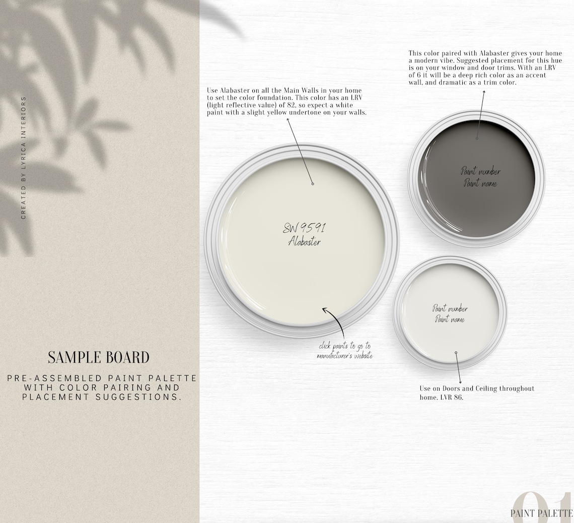 Sherwin Williams Alabaster Paint Color Scheme With - Etsy