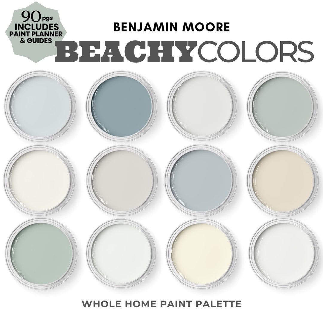 Beachy Paint Colors Benjamin Moore Paint Palette for Living Room Walls ...