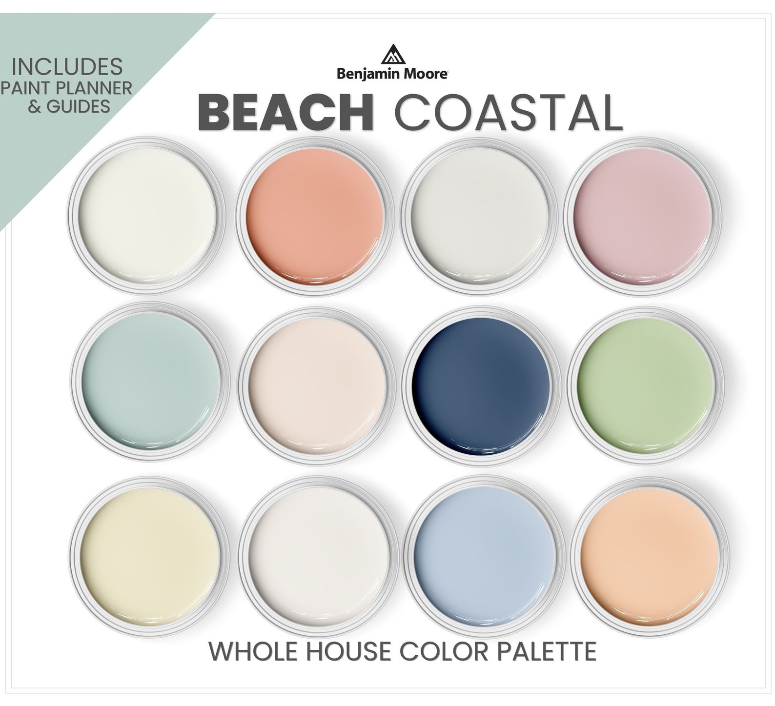 Benjamin Moore Coastal Beach Color Palette Includes Benjamin - Etsy