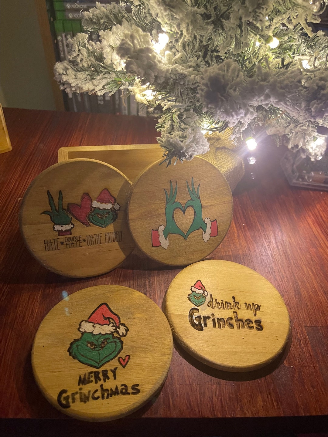 Grinch Coasters - Etsy