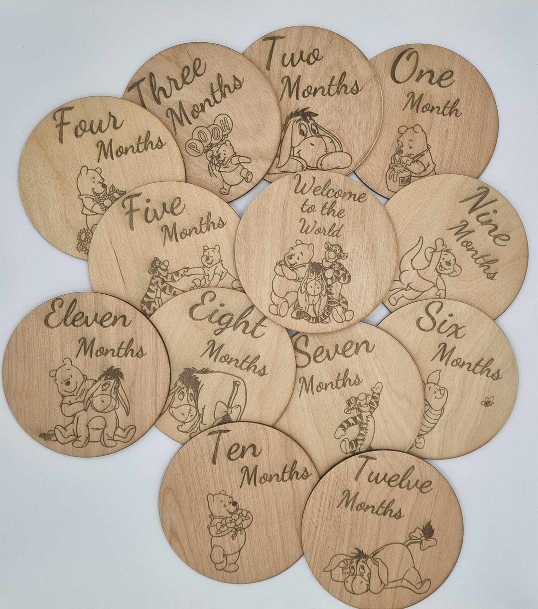 Winnie the Pooh Baby Milestone Wooden Discs, Baby Shower Gift, Photo ...