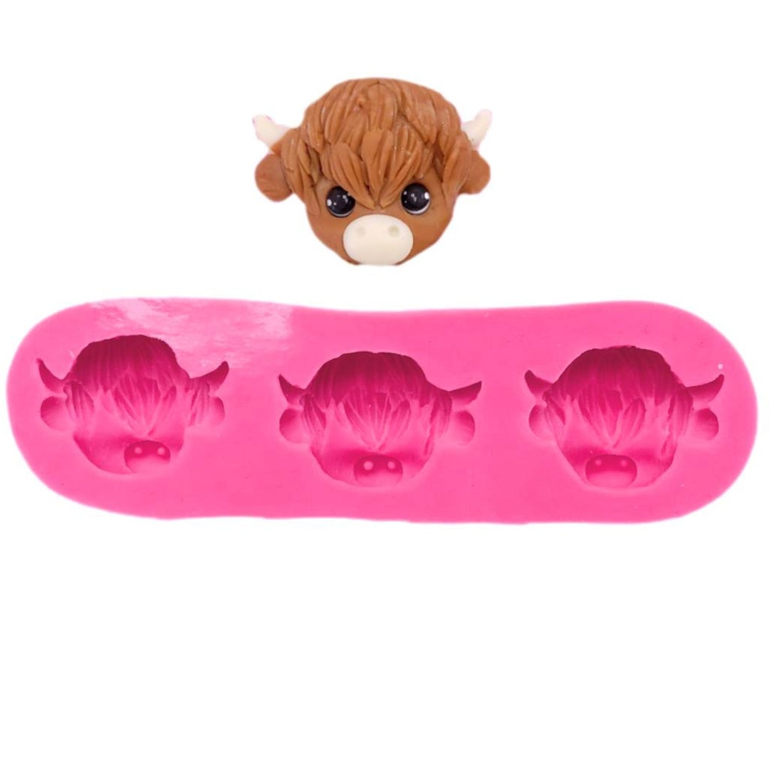Highland Cow Head Mold 3 Cavities Silicone Mold Chocolate Mold Flexible ...