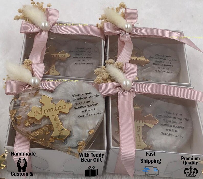 Pink Baptism Favors Personalized Luxury Golden Cross Baptism - Etsy