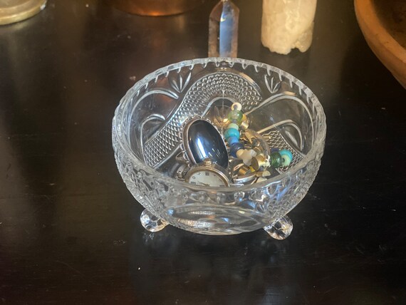 Vintage Footed Crystal Catch-all - Etsy