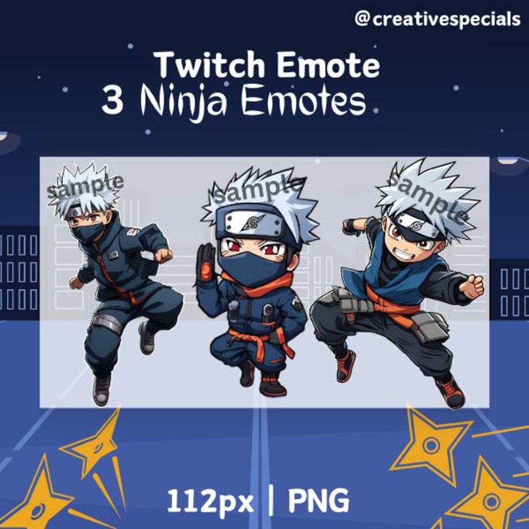 Twitch Ninja Emote Set 3 Chibi Ninja Emotes for Gamers Streamers - Etsy