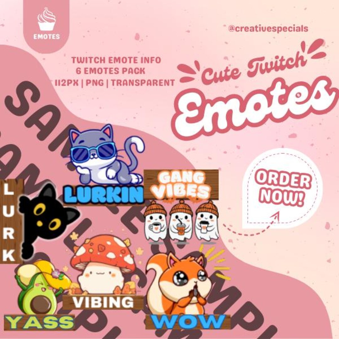 Adorable Twitch Emotes Random Pack of 6 Cute 112px Ready to Use - Etsy