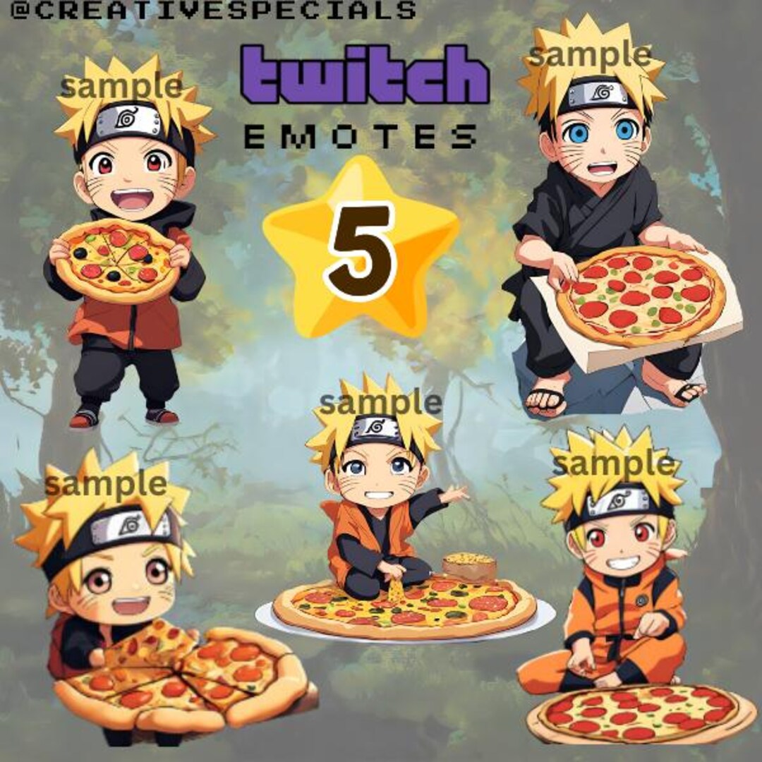 Chibi Naruto Pizza Emote Set 5 Adorable PNG Emotes for Twitch Discord ...