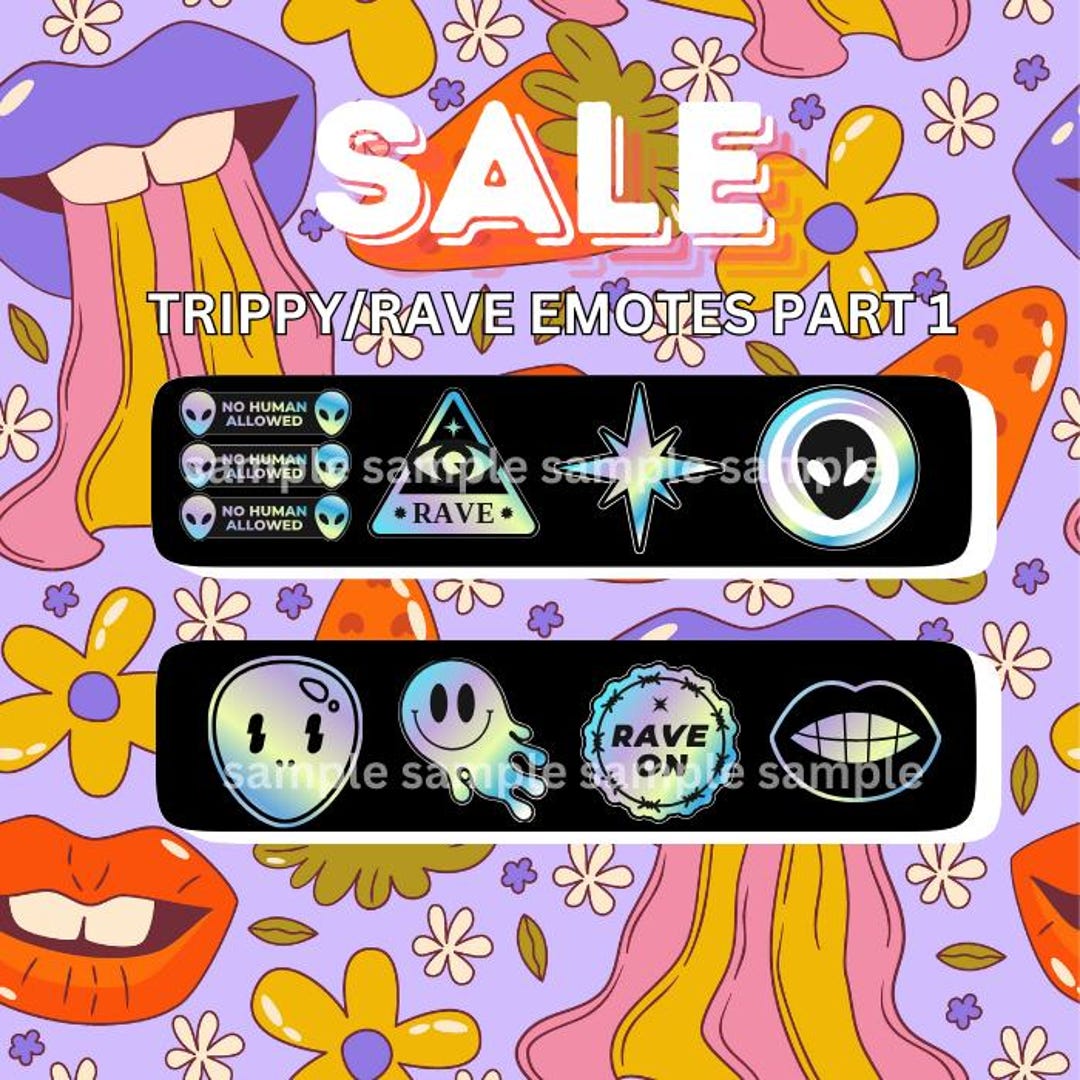 Rave Trippy Twitch Emotes Pack Part 1 Cute Colorful Blended 112px ...