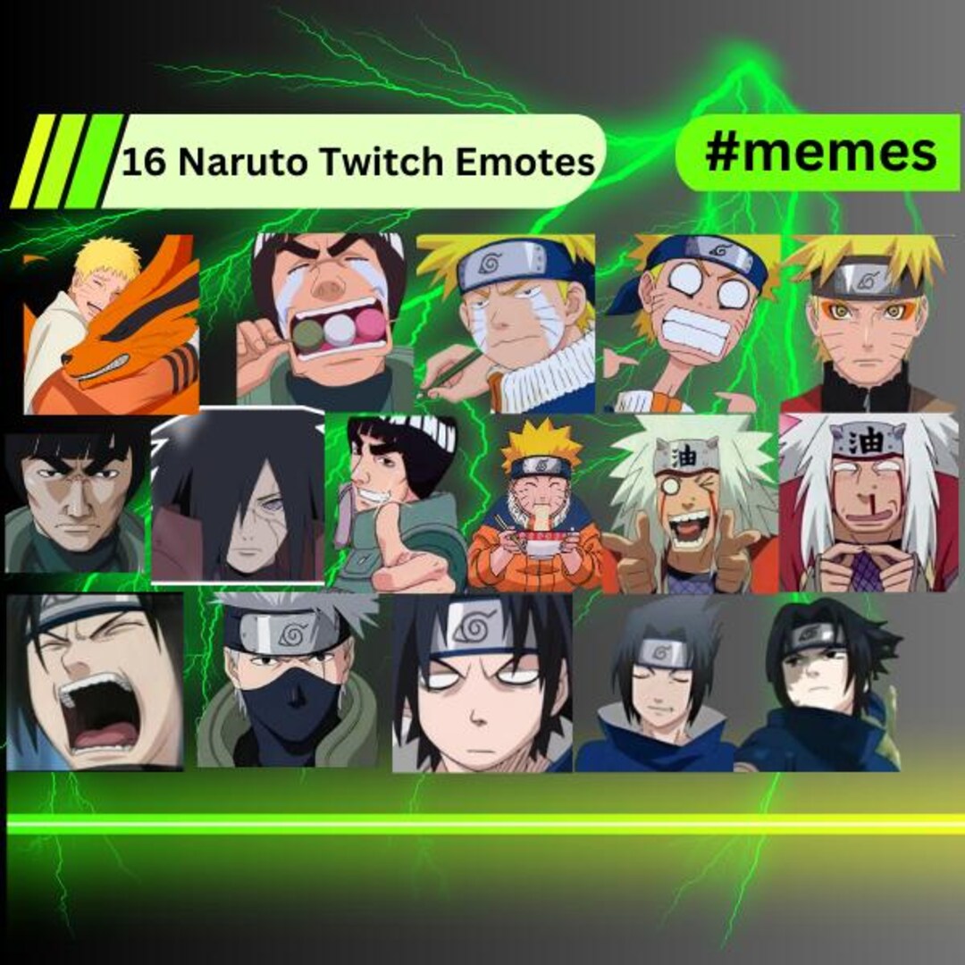 Twitch Anime Naruto Emotes 112px Naruto Kakashi Might Guy Madara Uchiha ...