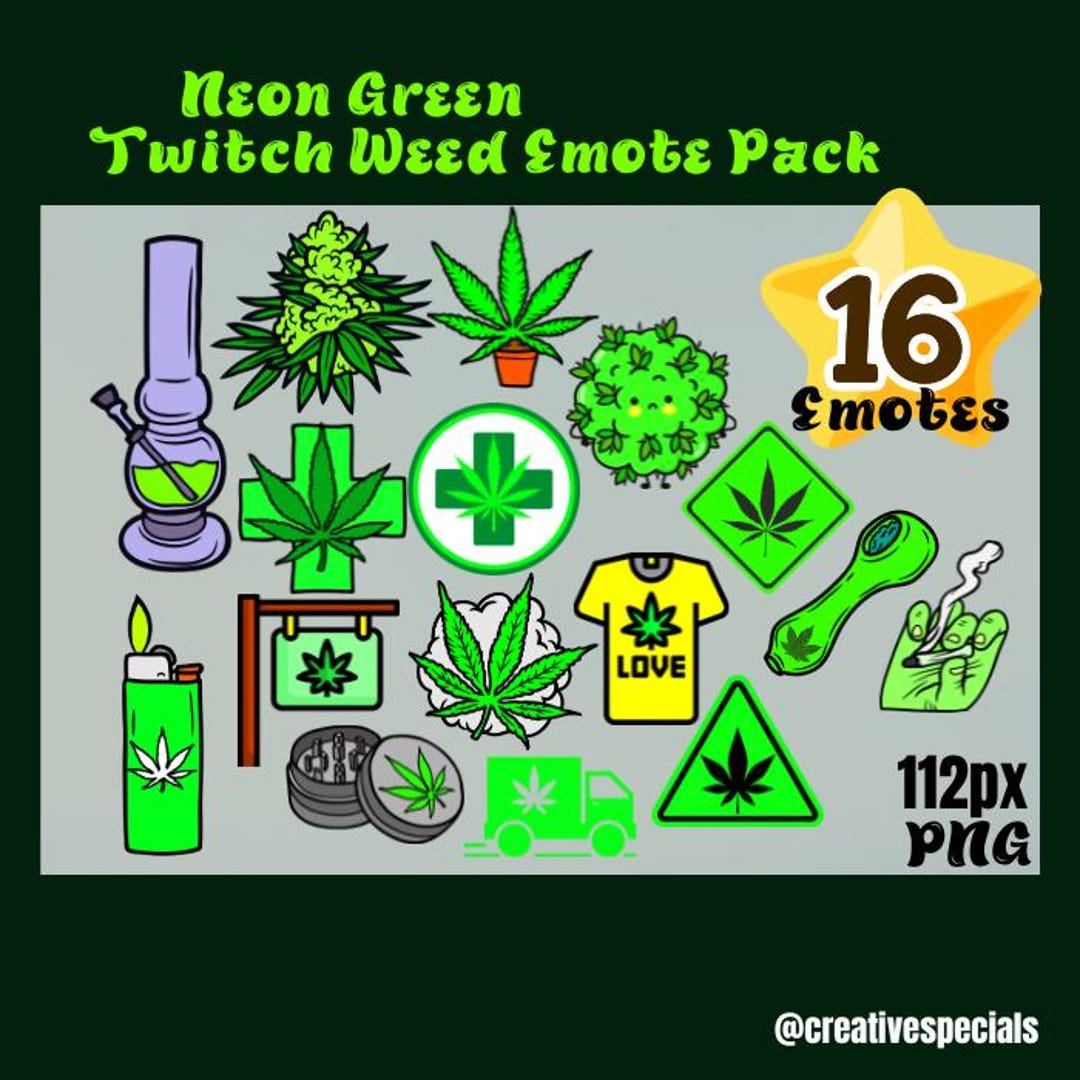 16 Neon Green Weed Emotes Pack High-quality & Vibrant Perfect for ...