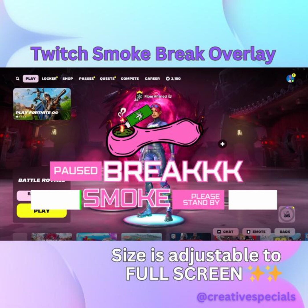 Pink Smoke Break Animated Twitch Overlay Shifting Boxes Weed Bowl Green ...