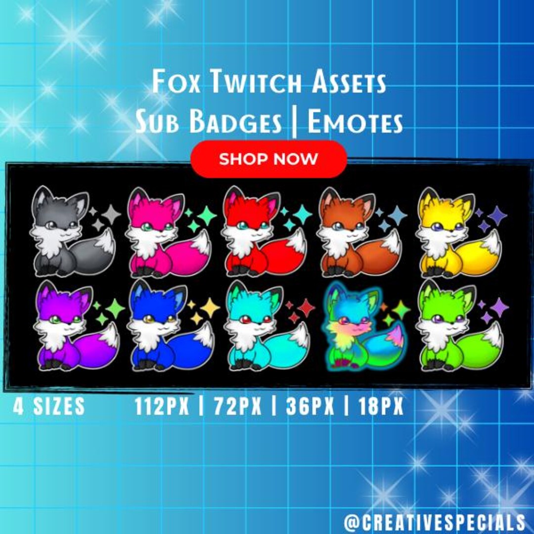 Fox Magical Twitch Assets Sub Badges Emotes Vibrant High Quality Ready ...