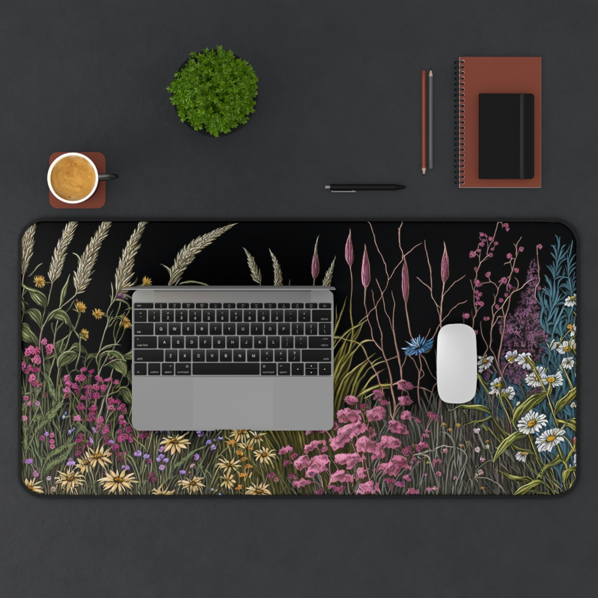 Midnight Wildflowers Mousepad Floral Mouse Pad Flower Desk Mat ...