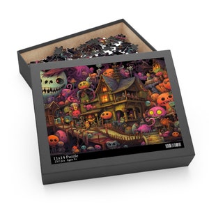 Monster Mansion Trippy Jigsaw Puzzle, Edgar Allan Poe Inspired Puzzle ...