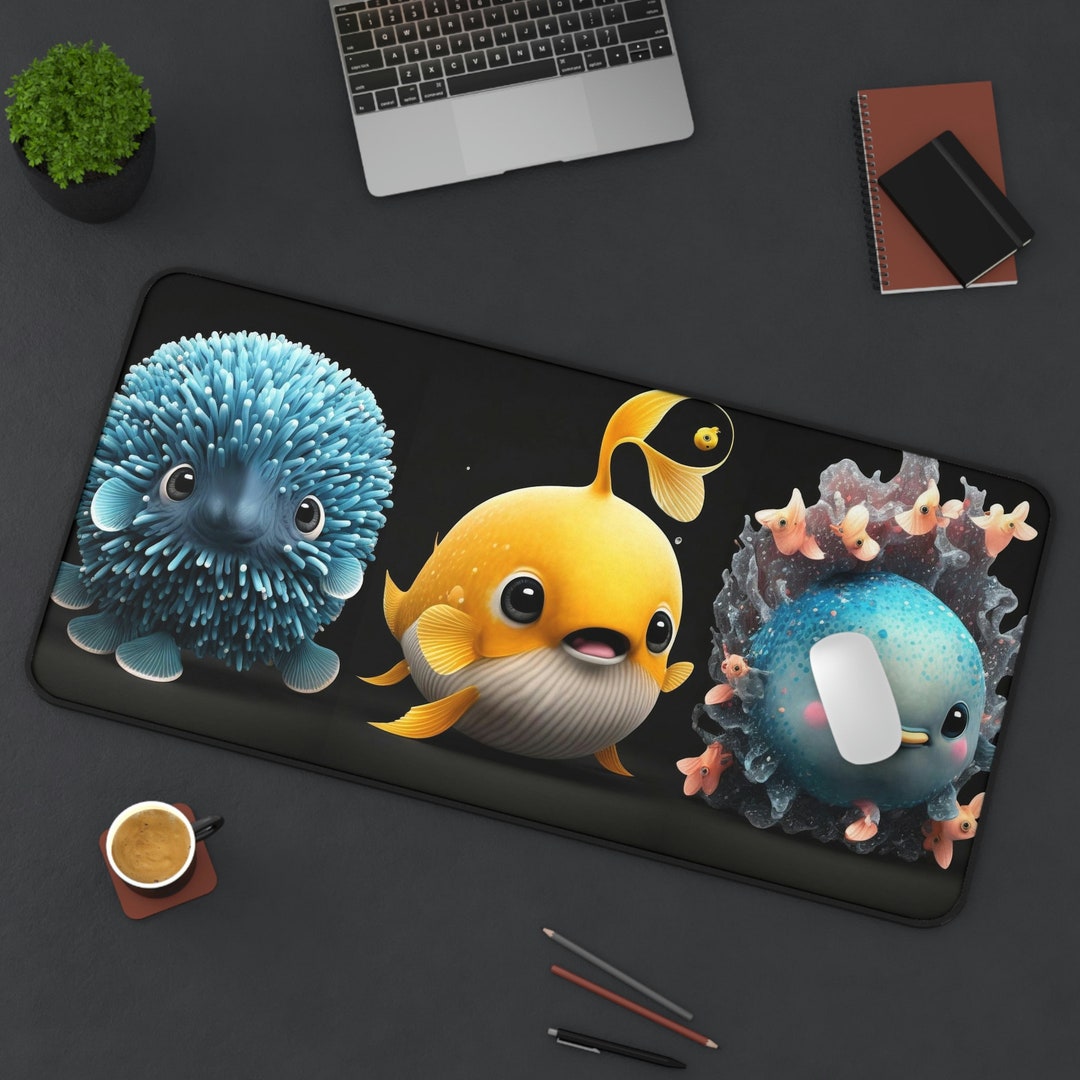 Cute and Cuddly Fish Desk Mats Underwater Mousepad Cute Desk Mat ...