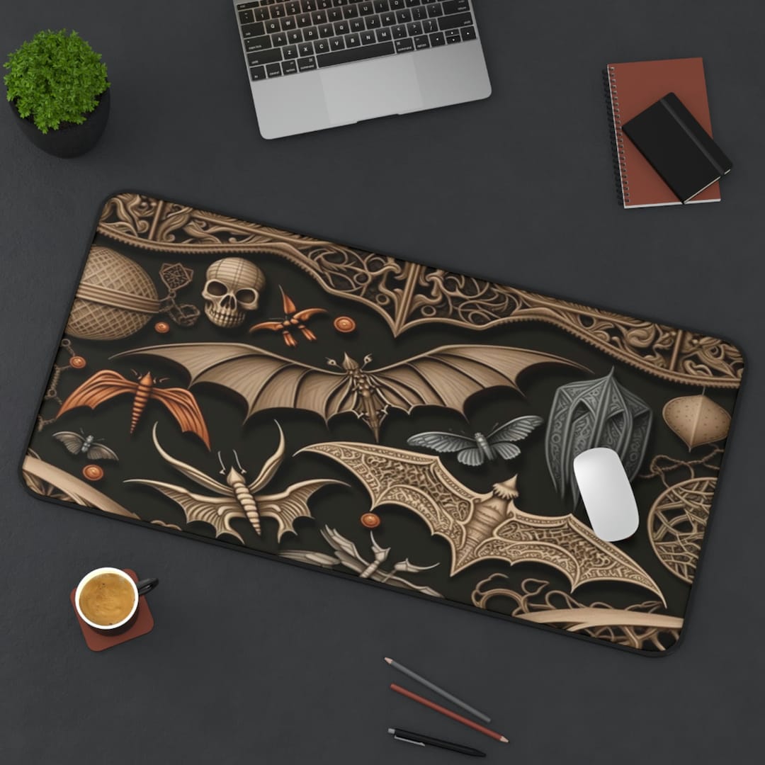 Goth Desk Mat Goth Gift Moth Desk Pad Bat Mousepad Goth Mouse Pad Skull ...