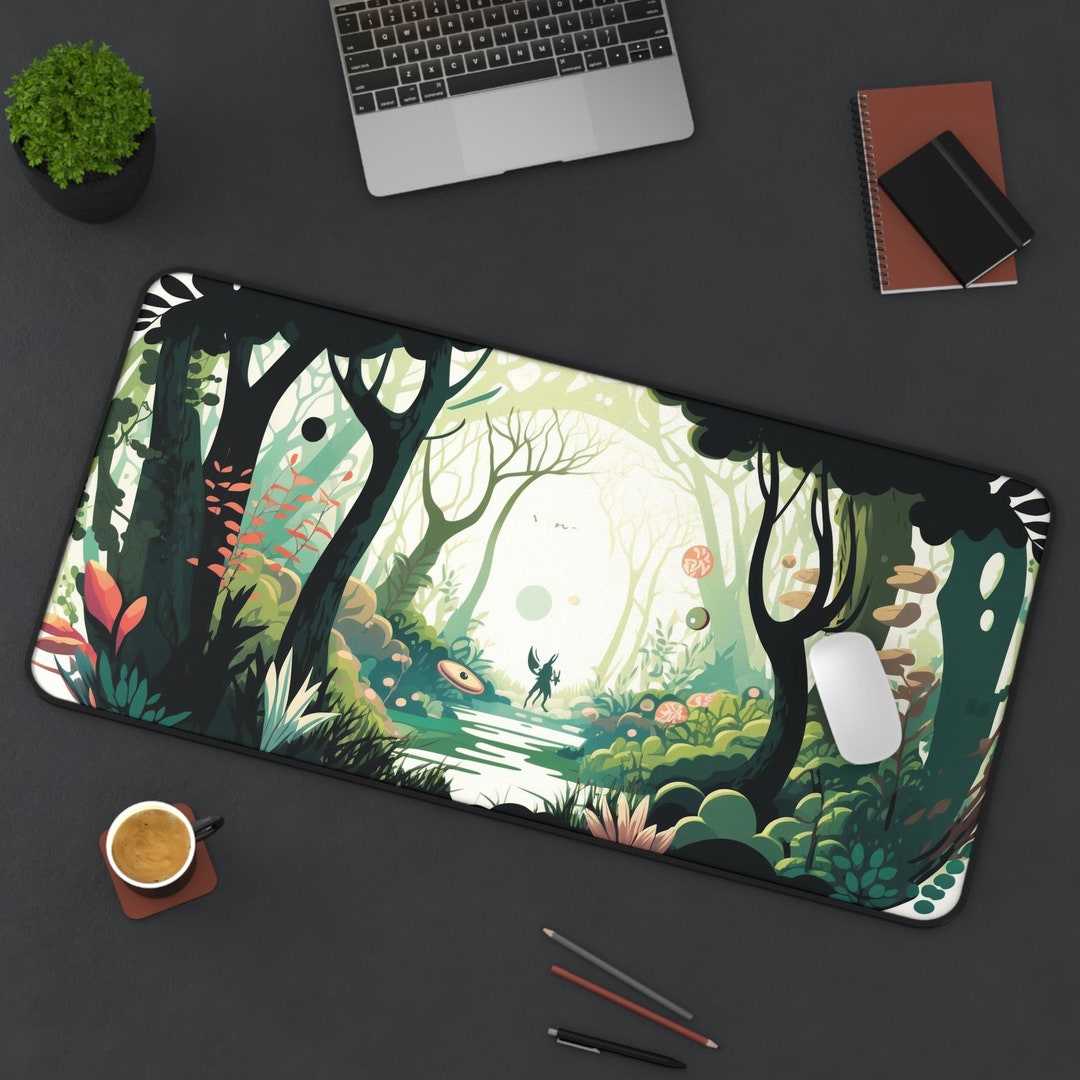 Lovely Green Forest Desk Mat Botanical Mousepad Large Desk Pad Cute ...