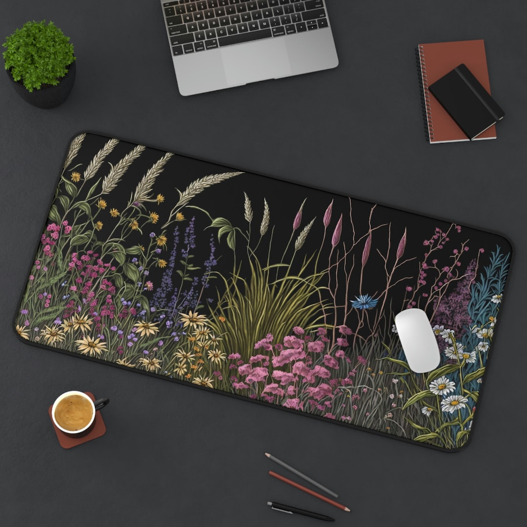 Midnight Wildflowers Mousepad Floral Mouse Pad Flower Desk Mat ...