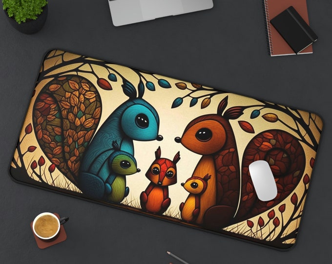 Artisan Squirrel Family Playmat Gaming Setup Game Room Decor Squirrel ...