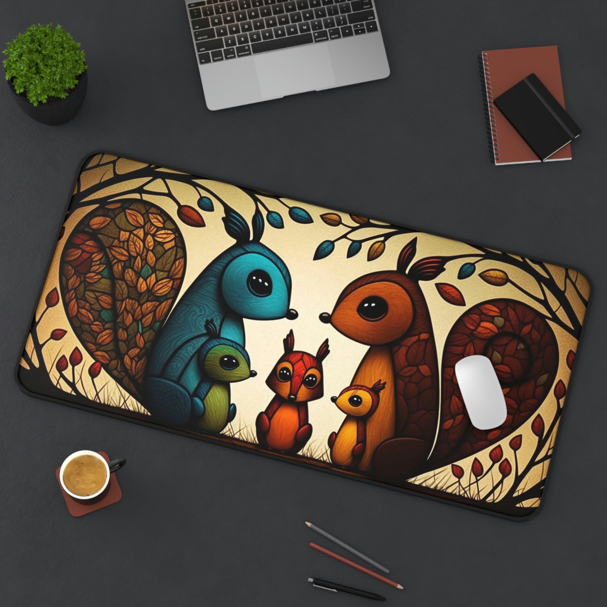 Artisan Squirrel Family Playmat Gaming Setup Game Room Decor Squirrel ...