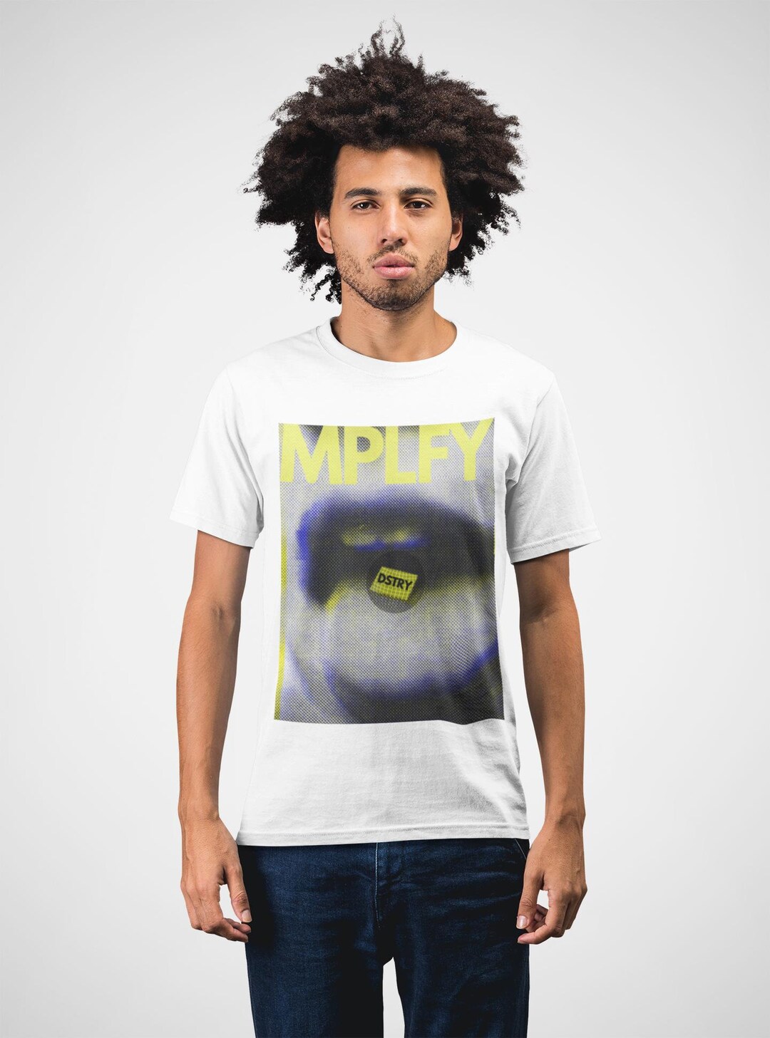 PILLS Classic Fit Amplifydestroy Print Tee Shirt Rave 90s Techno Dance ...