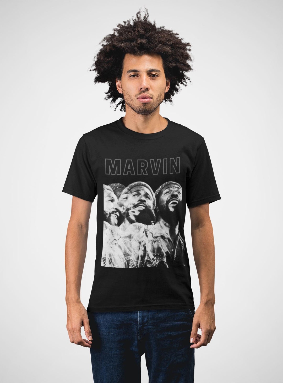 MARVIN Classic Fit Amplifydestroy Print Tee Shirt Marvin Gaye Black ...