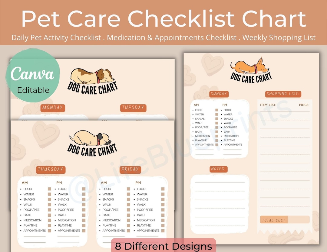 Dog Care Weekly Check List Simple & Easy Weekly Pet Care - Etsy