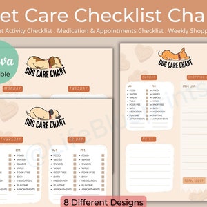 Dog Care Weekly Check List Simple & Easy | Weekly Pet Care Planner ...