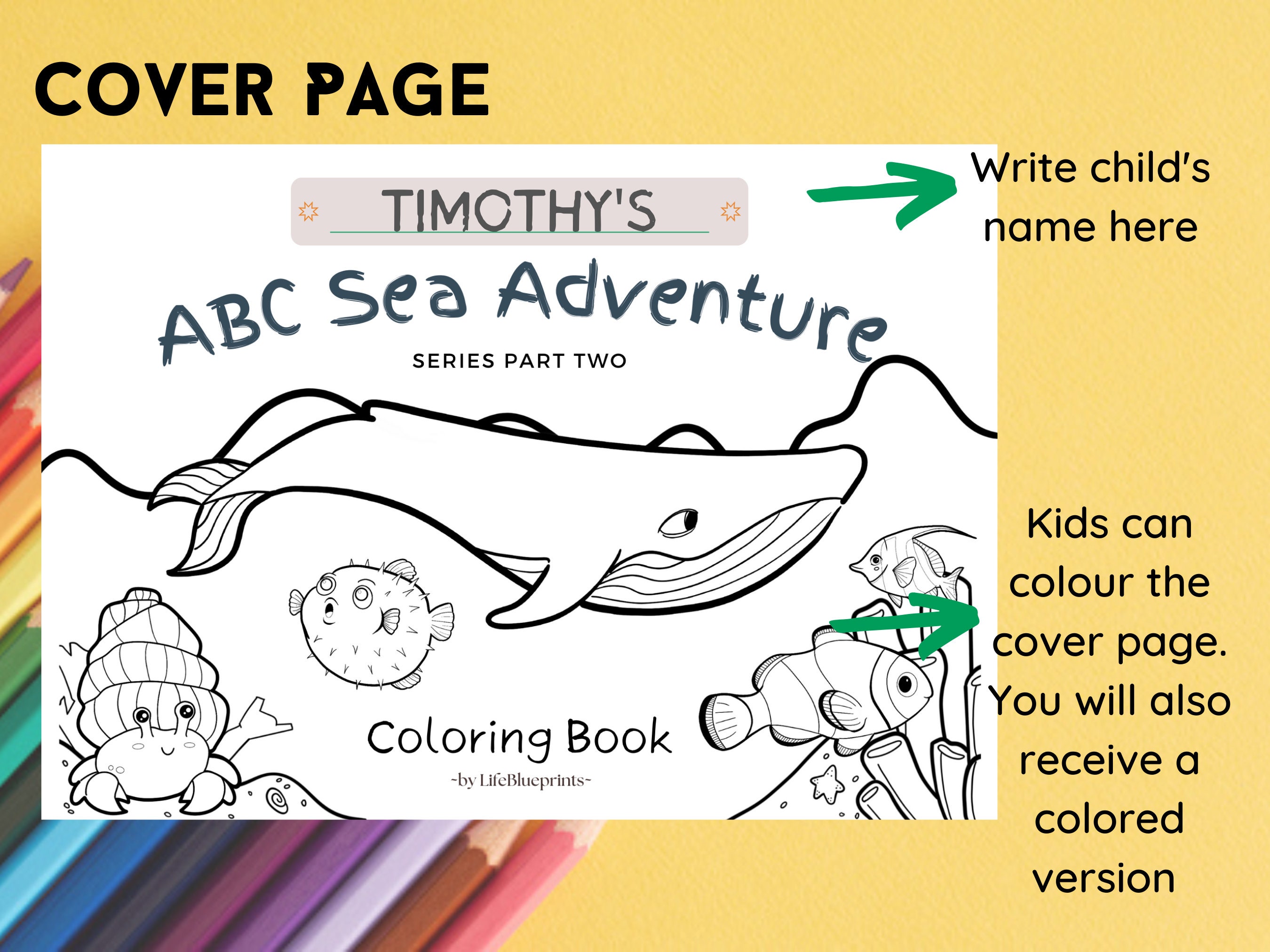 Sea Animal Alphabet Coloring Book for Kids toddlers & Preschoolers for ...